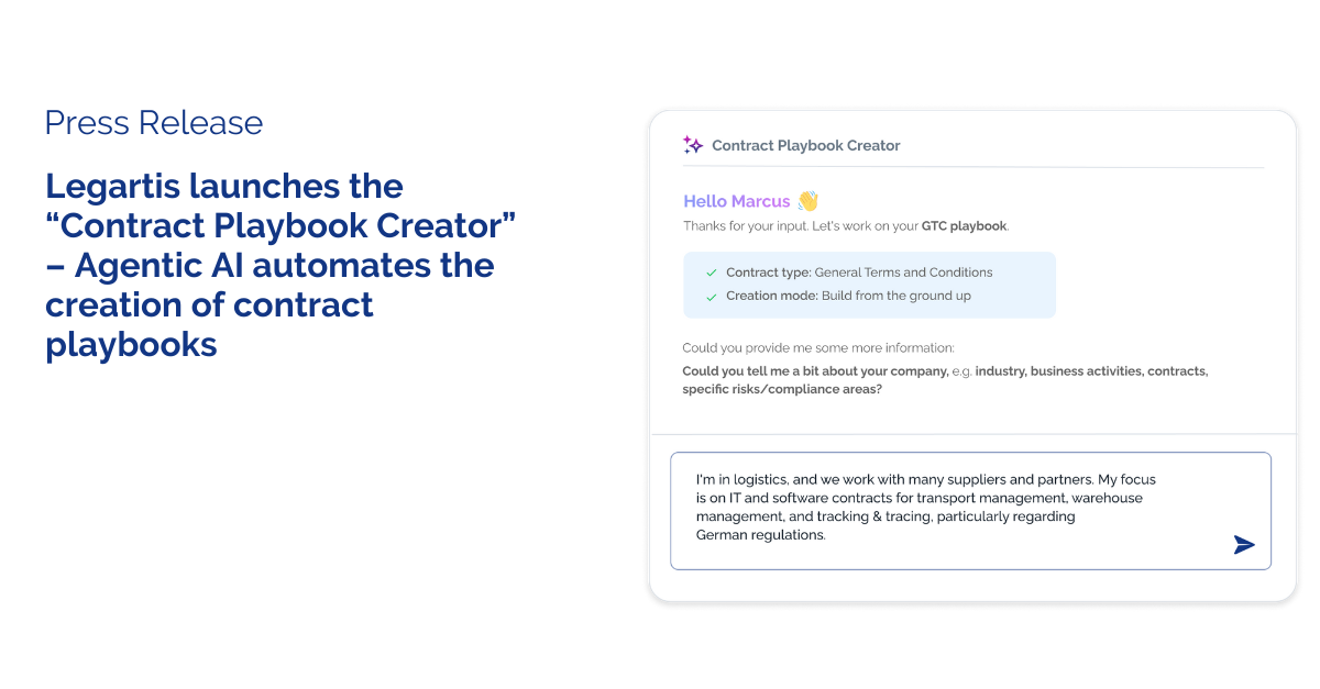 Legartis launches the Contract Playbook Creator